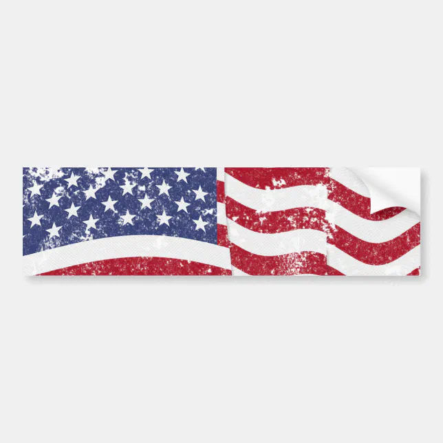 American Flag Waving - Distressed Bumper Sticker | Zazzle