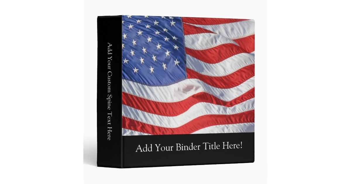 American Flag, Waving in Wind Binder | Zazzle