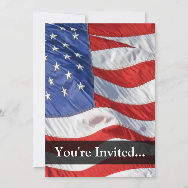 American Flag, Waving in Wind Invitation | Zazzle