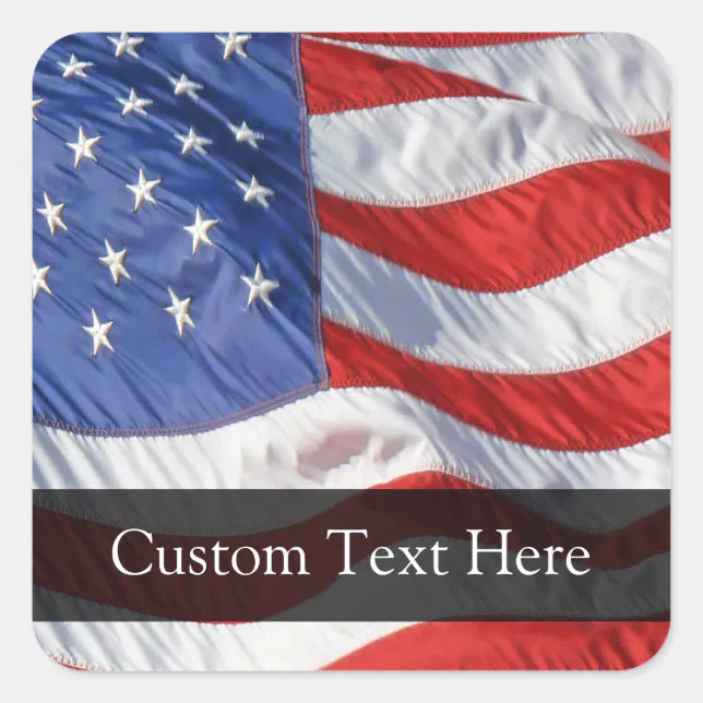 American Flag, Waving in Wind Square Sticker | Zazzle