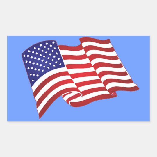 American Flag Waving Rectangular Stickers | Zazzle.com