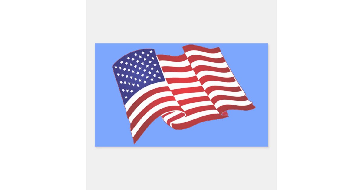 American Flag Waving Rectangular Stickers | Zazzle