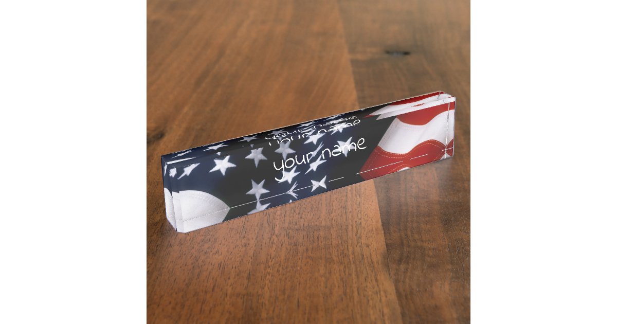 American flag wavy desk name plate | Zazzle