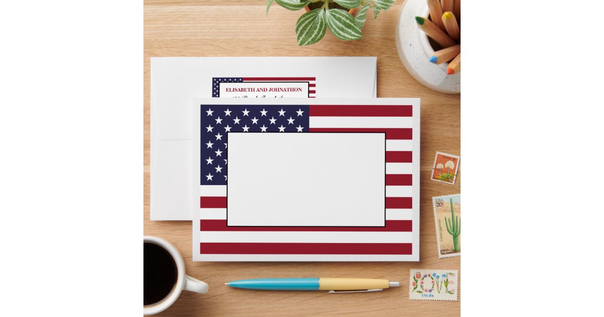 American Flag Wedding Envelope | Zazzle