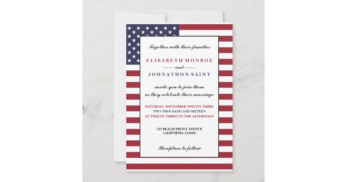American Flag Wedding Invitation | Zazzle