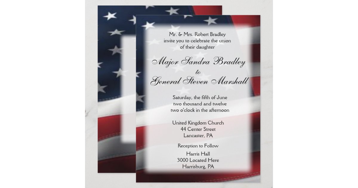 American Flag Wedding Invitation Military Theme | Zazzle