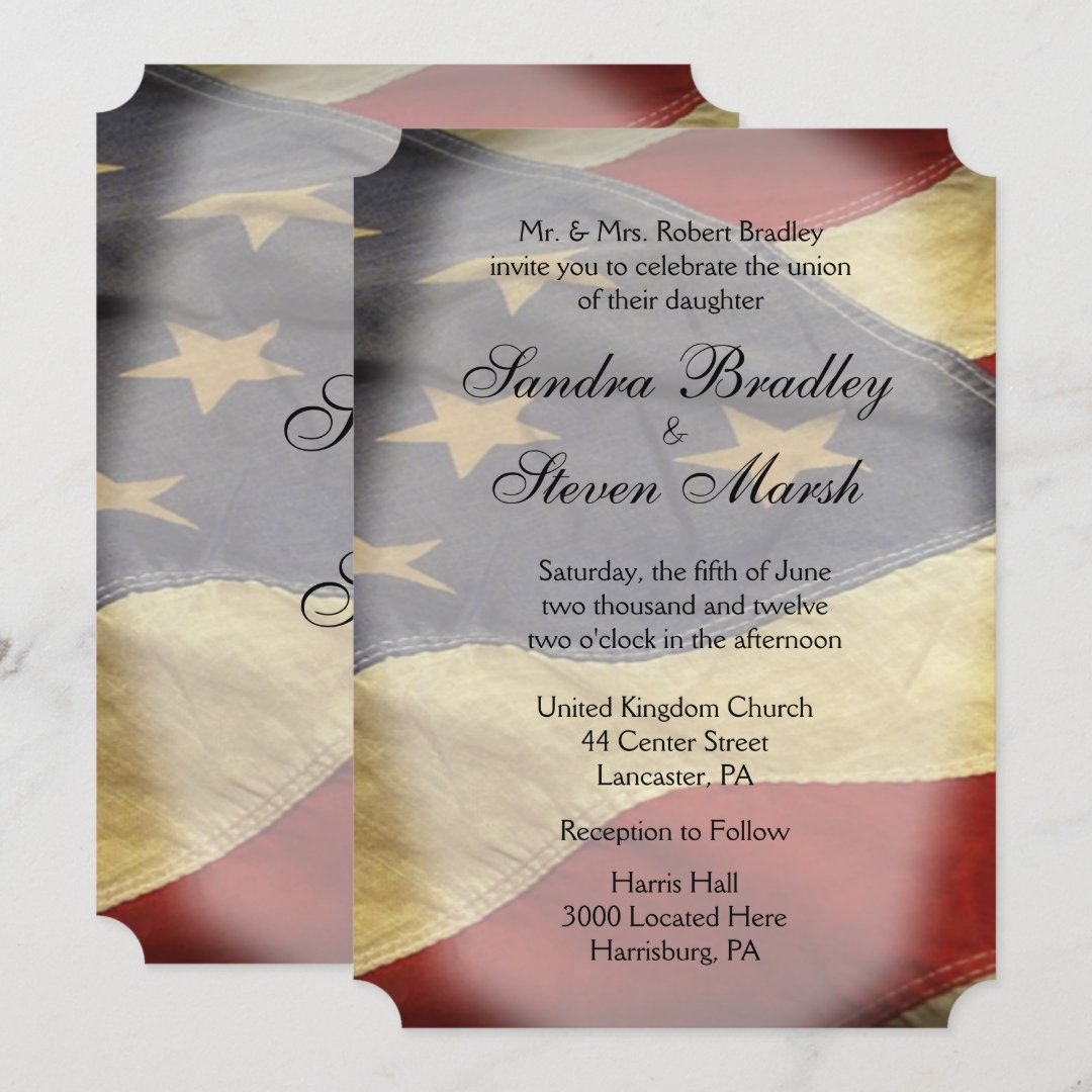American Flag Wedding Invitations | Zazzle