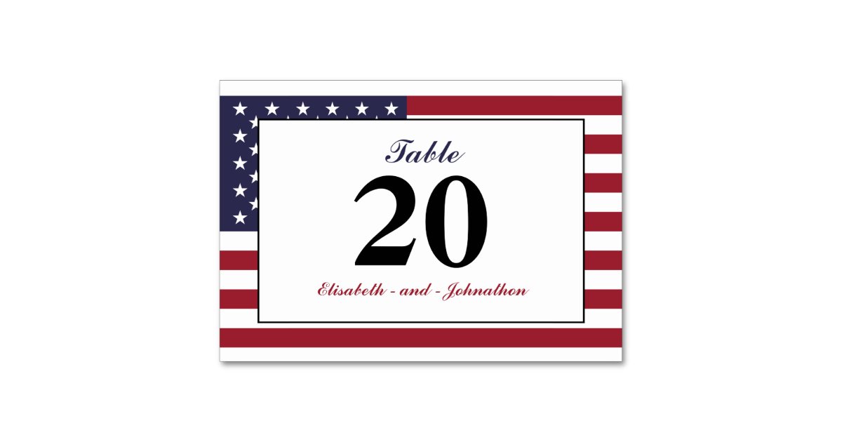 American Flag Wedding Table Number | Zazzle