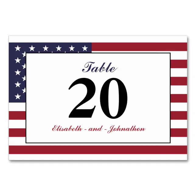 American Flag Wedding Table Number | Zazzle