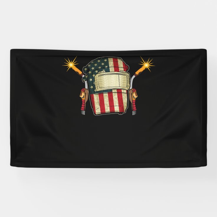 American Flag Welding Helmet Shape Cute Welder Banner | Zazzle