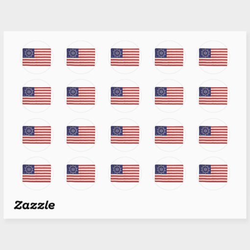 American Flag with 48 Stars Whipple Classic Round Sticker | Zazzle