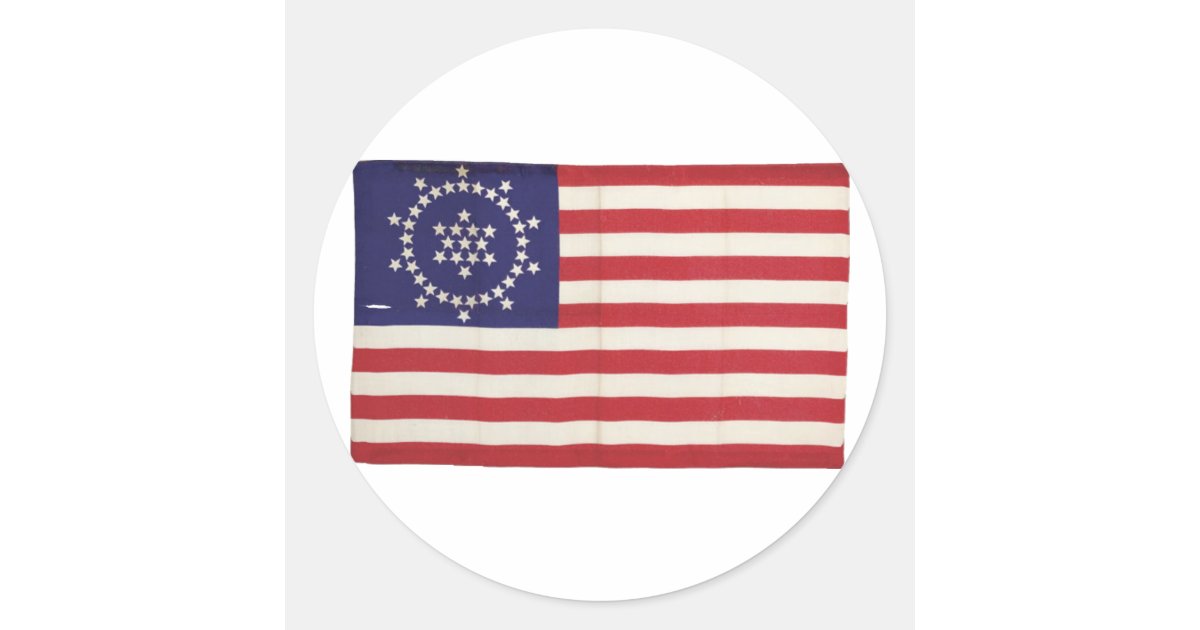American Flag with 48 Stars Whipple Classic Round Sticker | Zazzle