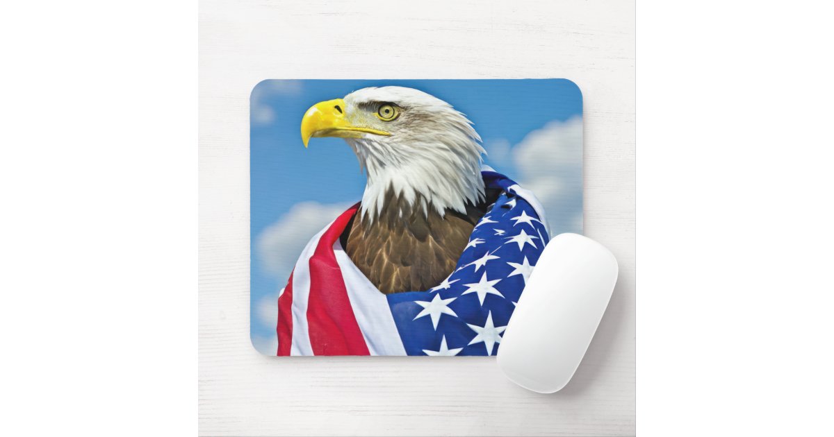 American Flag With Bald Eagle Mouse Pad | Zazzle
