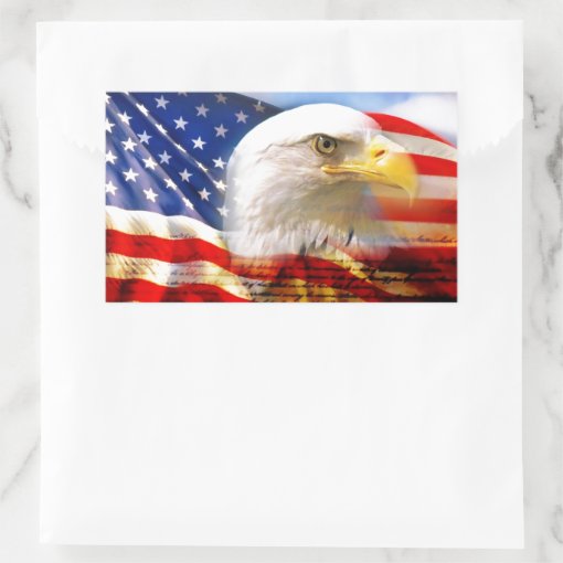American Flag with Bald Eagle Rectangular Sticker | Zazzle