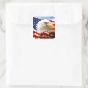 American Flag with Bald Eagle Square Sticker | Zazzle