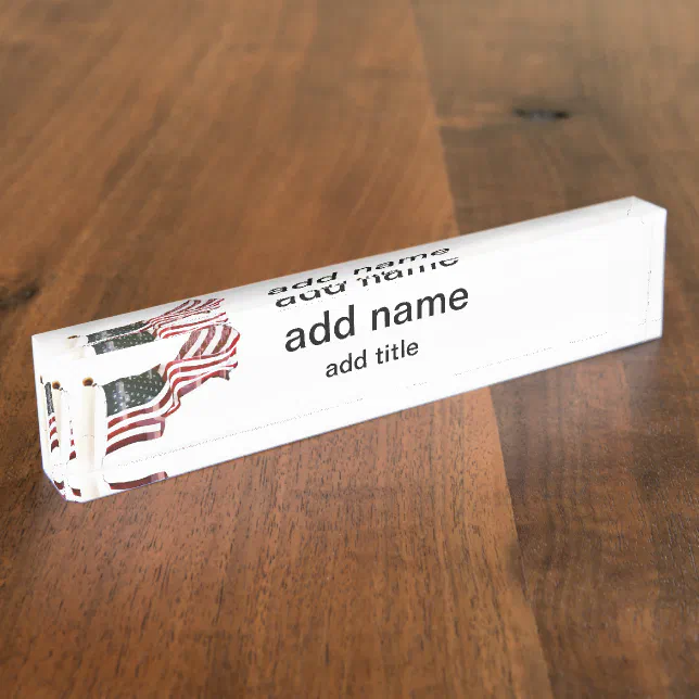 American Flag with Crosses Desk Name Plate | Zazzle