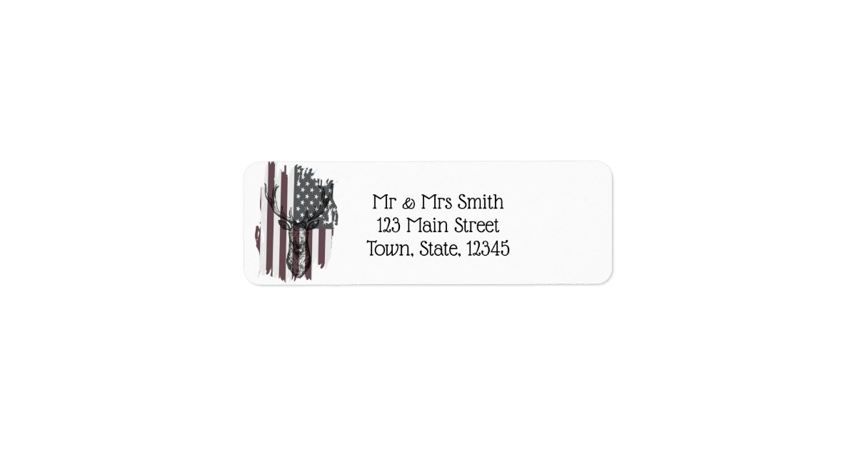 American Flag With Deer Buck Label | Zazzle