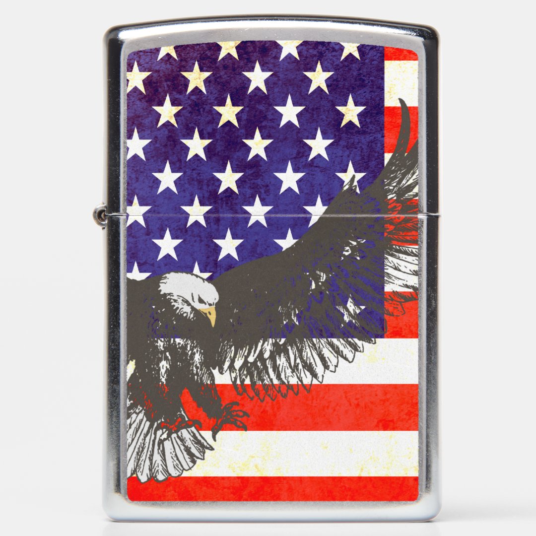 American flag with Eagle US patriotic Zippo Lighter | Zazzle