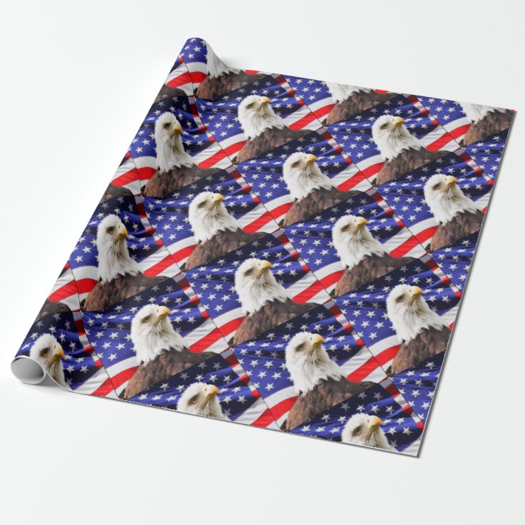 American Flag with Eagle Wrapping Paper | Zazzle