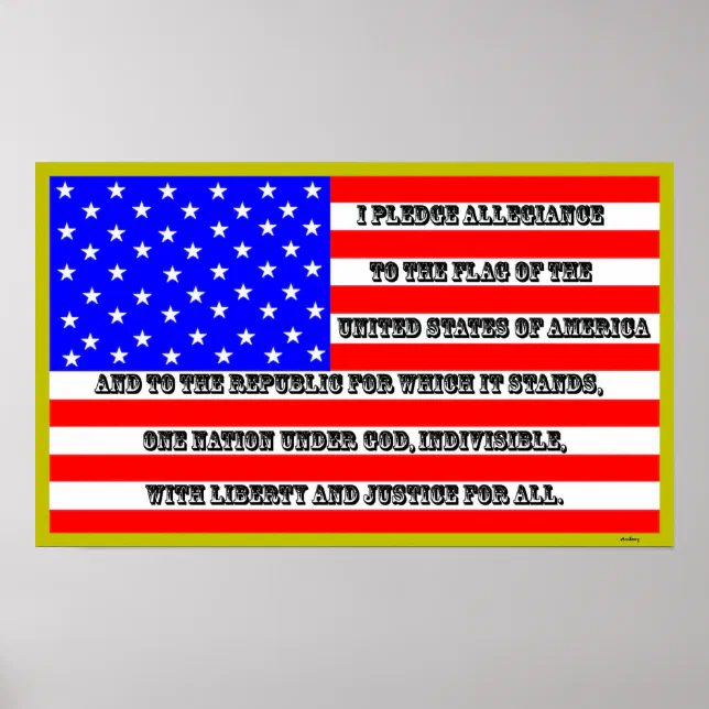 American flag with pledge poster | Zazzle