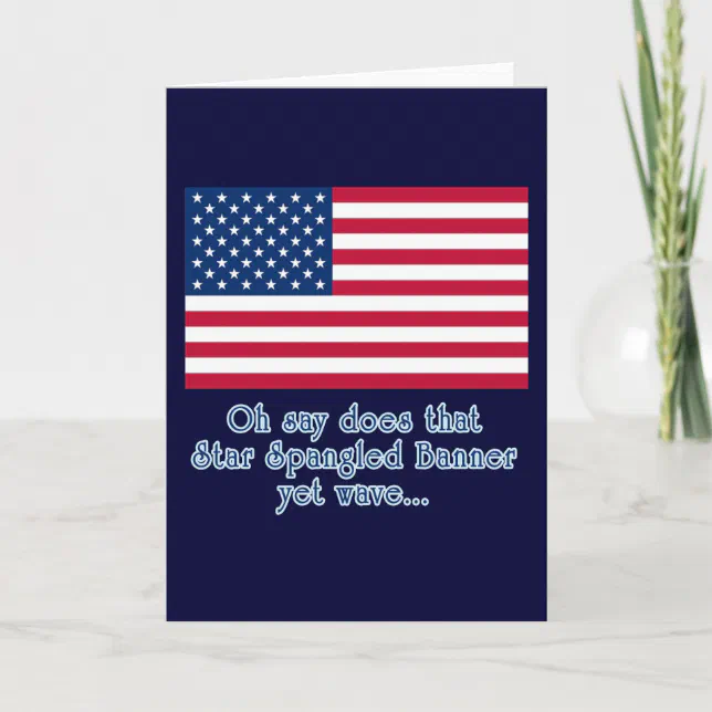 American Flag with Star Spangled Banner Quote Card | Zazzle
