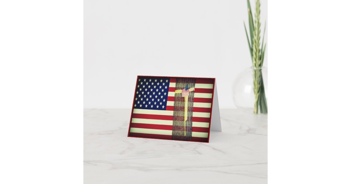American Flag/Yellow Ribbon Military Note Card | Zazzle
