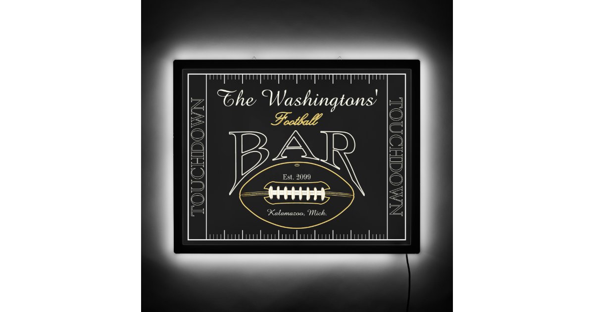 American Football Bar LED Sign for Man Cave | Zazzle
