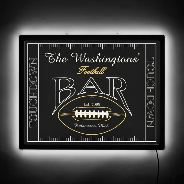 American Football Bar LED Sign for Man Cave | Zazzle