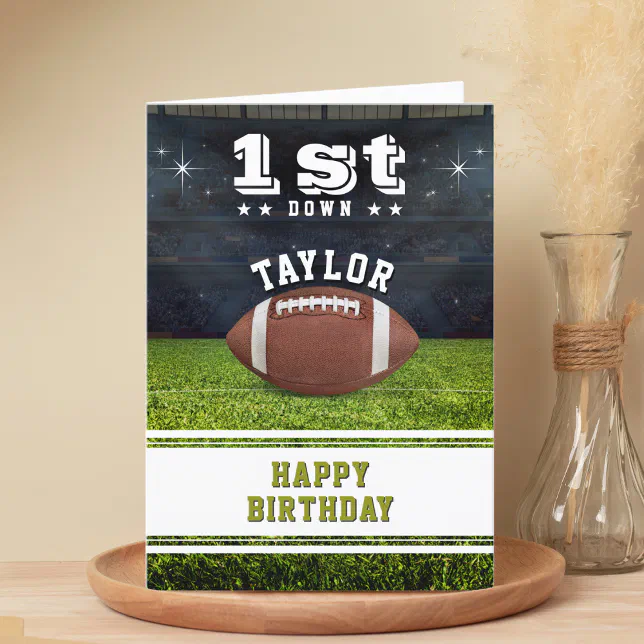 American Football Field 1st Birthday Party Thank You Card | Zazzle