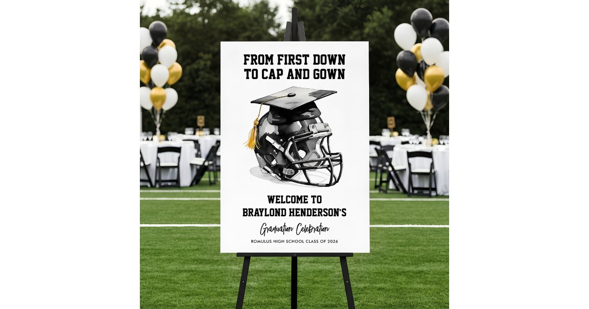American Football Graduation Party Welcome Sign | Zazzle
