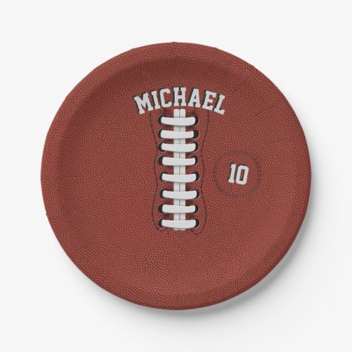 American Football Name Birthday Party Paper Plate | Zazzle