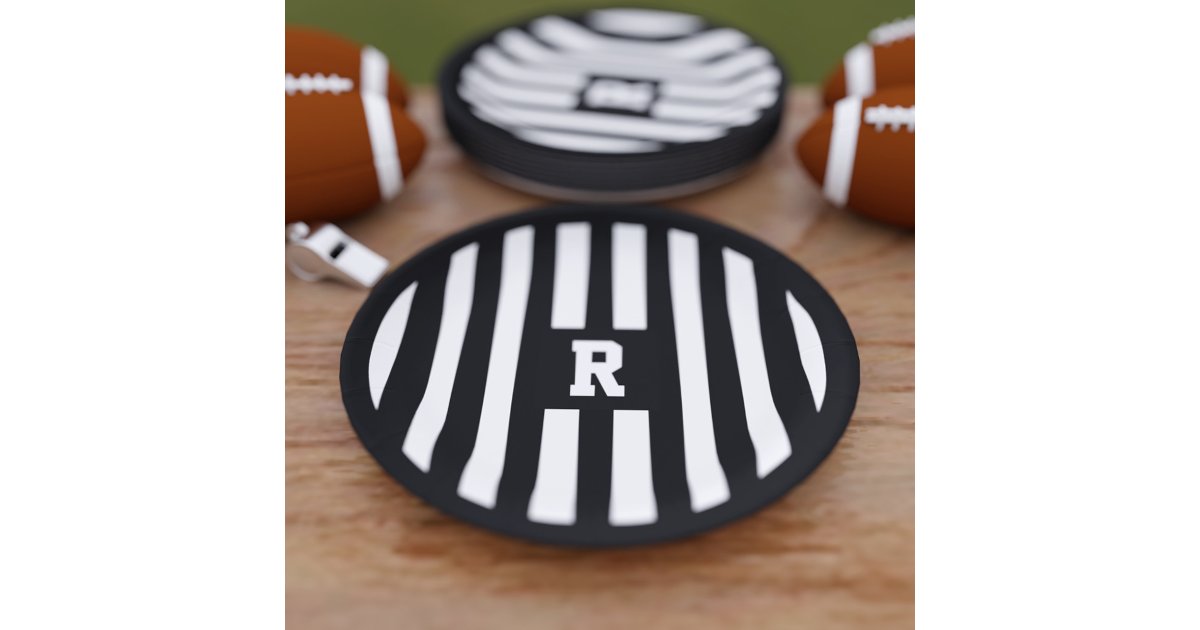 American Football Party Referee Stripe Paper Plate | Zazzle