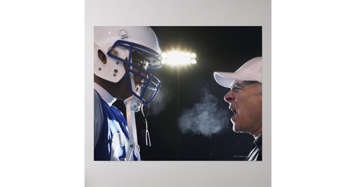 American football player and referee arguing, poster | Zazzle