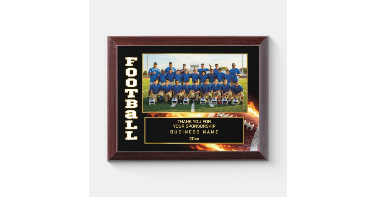American Football Team Sponsor Appreciation Custom Award Plaque | Zazzle