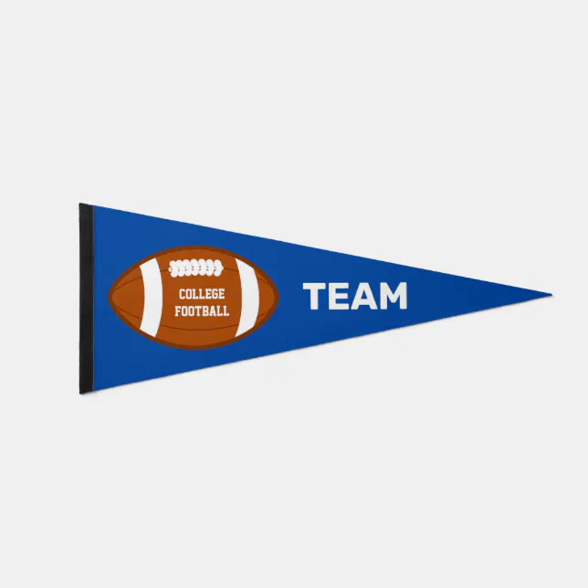 American Football Team Text on Royal Blue Pennant Flag | Zazzle