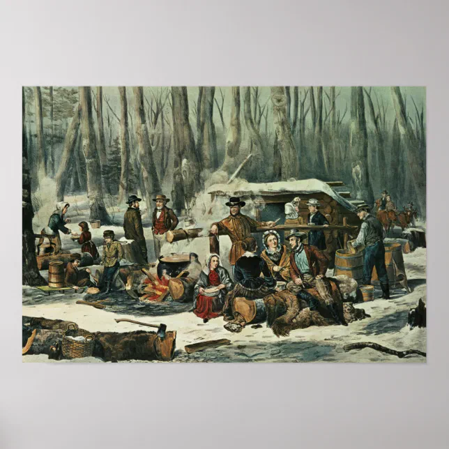 American Forest Scene - Maple Sugaring, 1856 Poster | Zazzle