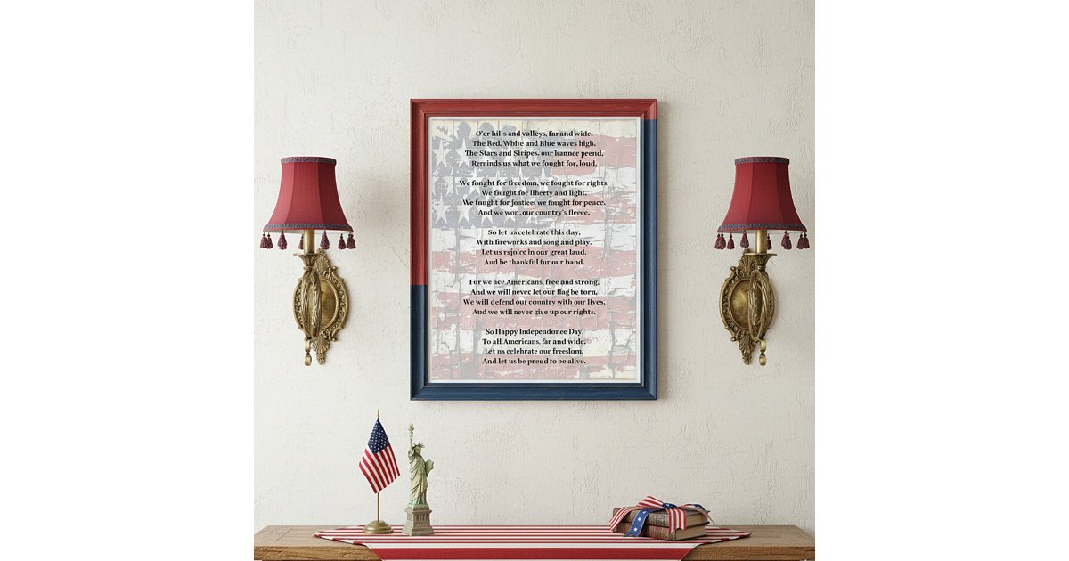 American freedom Poem with flag patriotic Poster | Zazzle