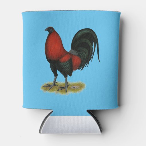 American Game BB Black Red Rooster Can Cooler | Zazzle