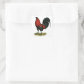 American Game BB Black Red Rooster Square Sticker | Zazzle