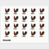 American Game BB Black Red Rooster Square Sticker | Zazzle