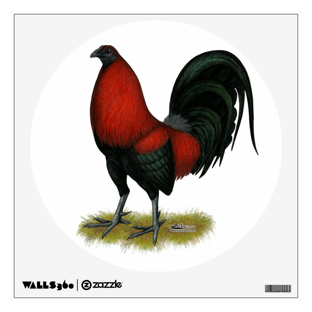 American Game BB Black Red Rooster Wall Sticker | Zazzle