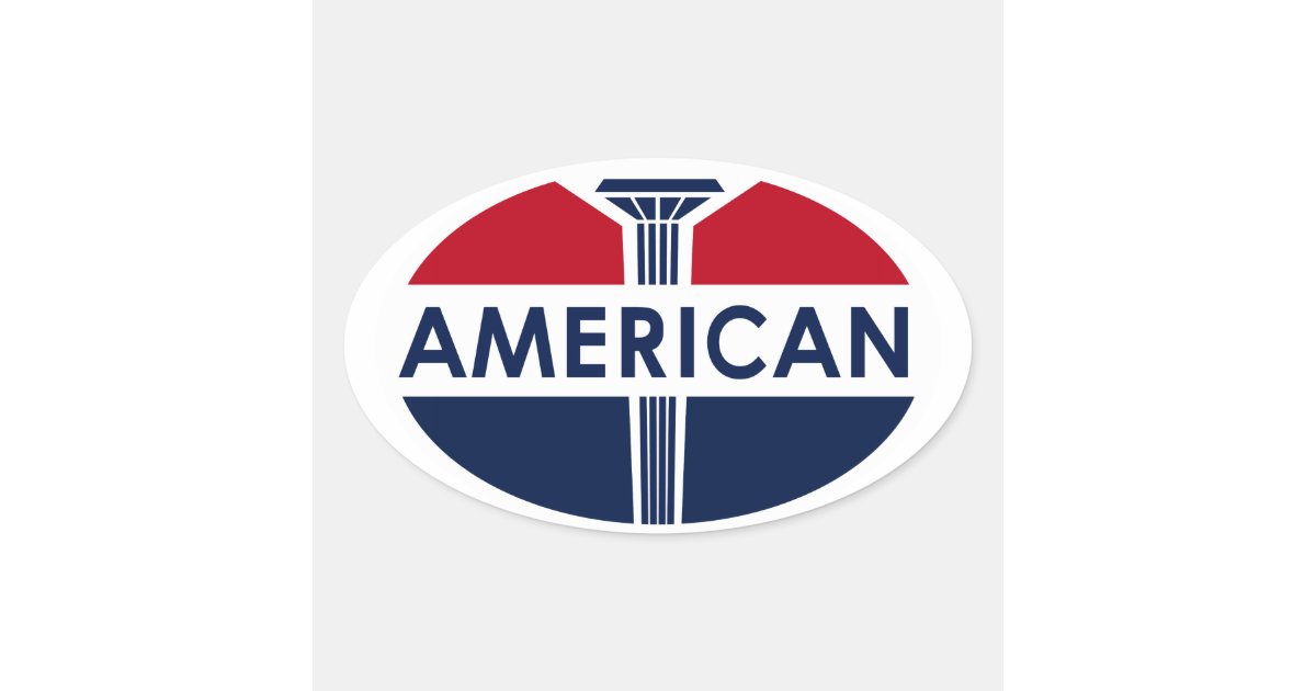 American Gas Station sign. Flat version Oval Sticker | Zazzle