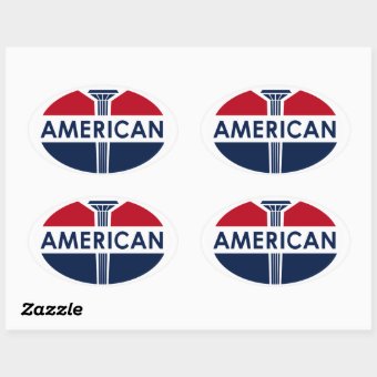 American Gas Station sign. Flat version Oval Sticker | Zazzle