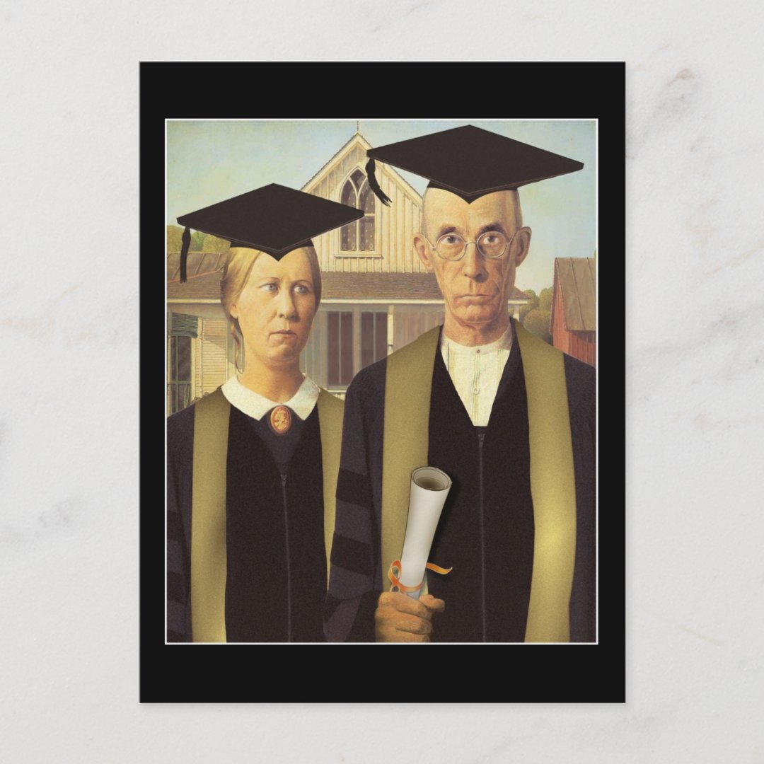 American Gothic Graduation Announcement Postcard | Zazzle