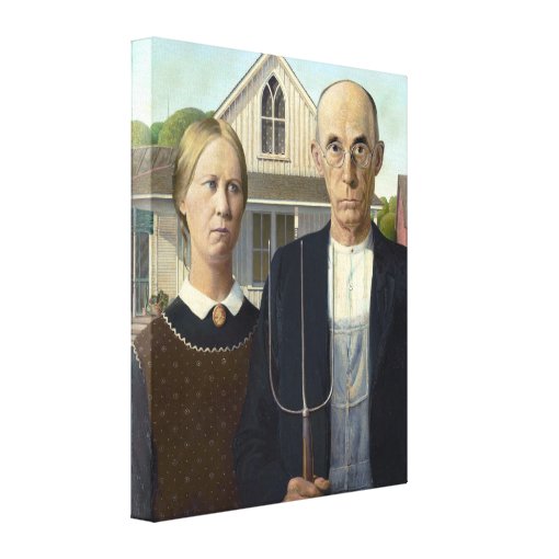 American Gothic Painting by Grant Wood on Canvas | Zazzle