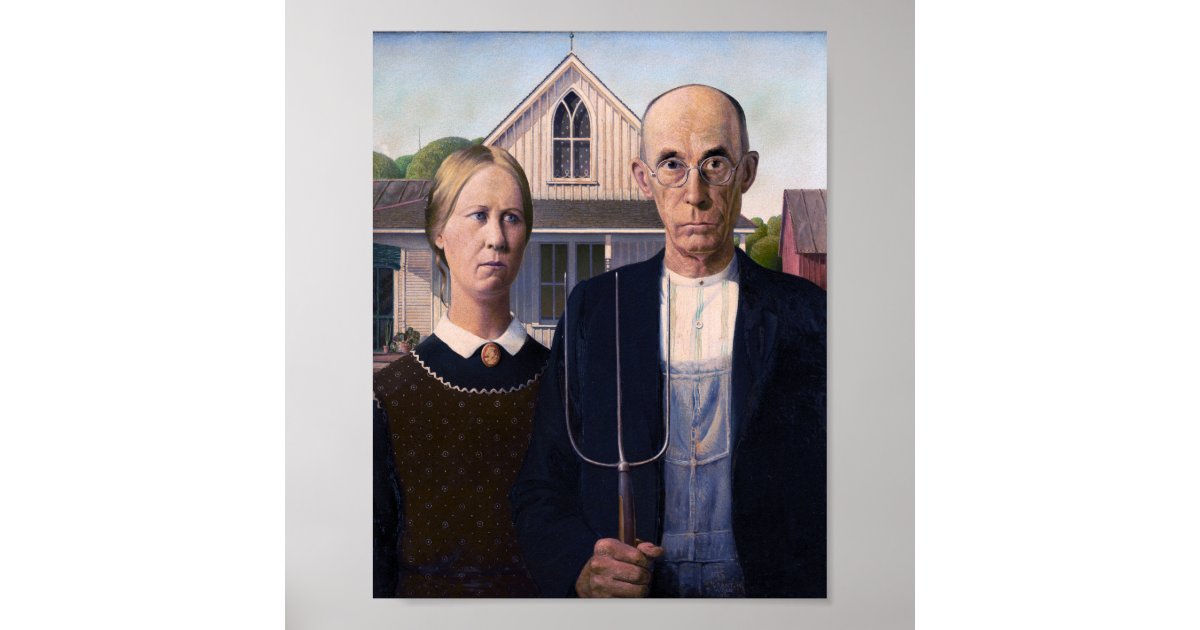 American Gothic painting by Grant Wood Poster | Zazzle
