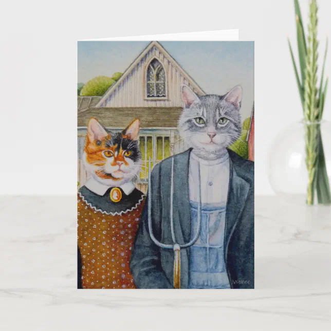 American Gothic Parody Painting Watercolor Art Card | Zazzle