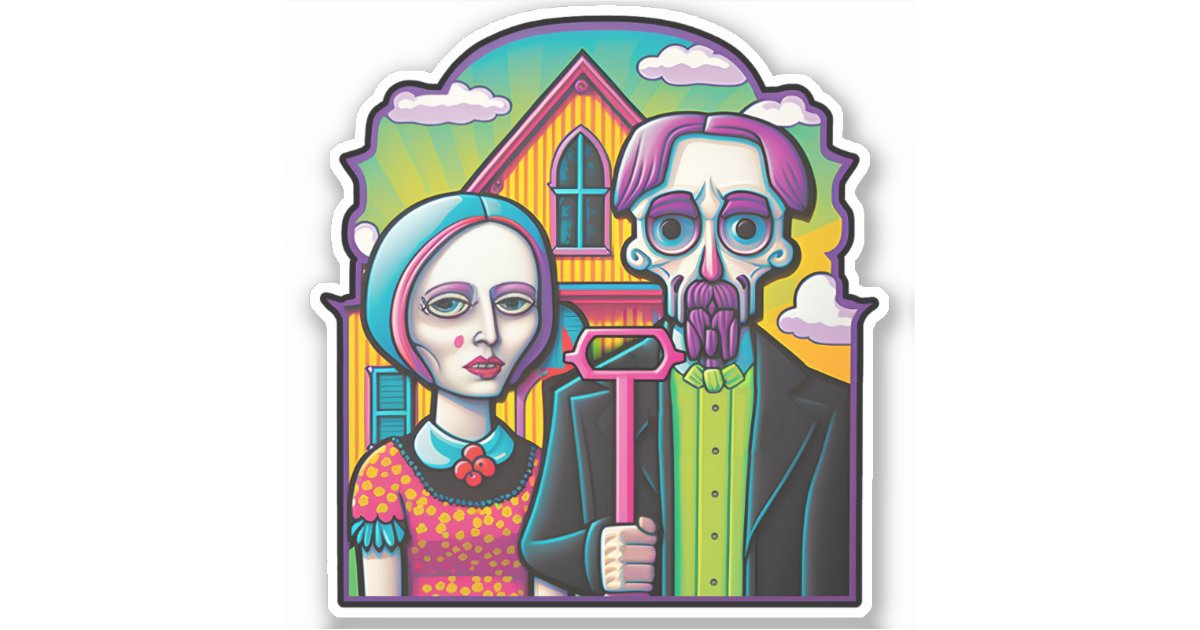 American Gothic Pop Art Sticker | Zazzle
