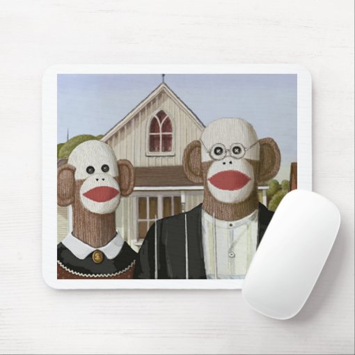 American Gothic Sock Monkeys Mouse Pad | Zazzle