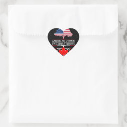 American Grown with Canadian Roots Canada Design Heart Sticker | Zazzle
